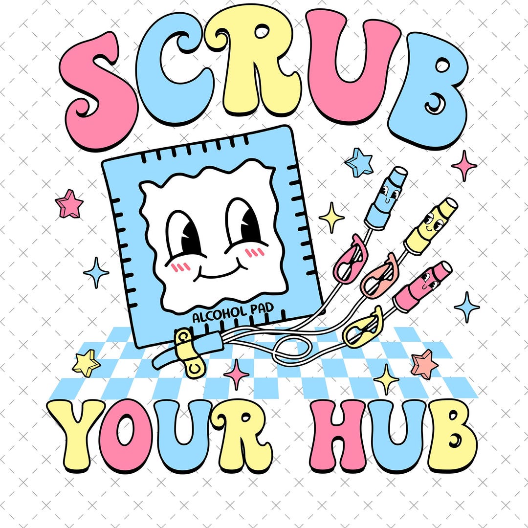 Scrub Your Hub Retro Groovy Nurse Png, Nurse Grad ICU ER RN Nurse Png ...