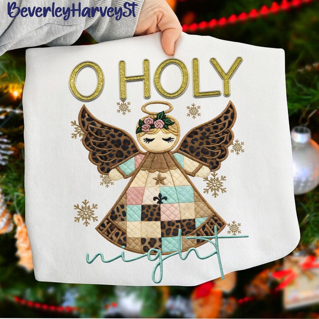 O Holy Night Angel Png, Christmas Faux Embroidery Digital Design, Glory ...