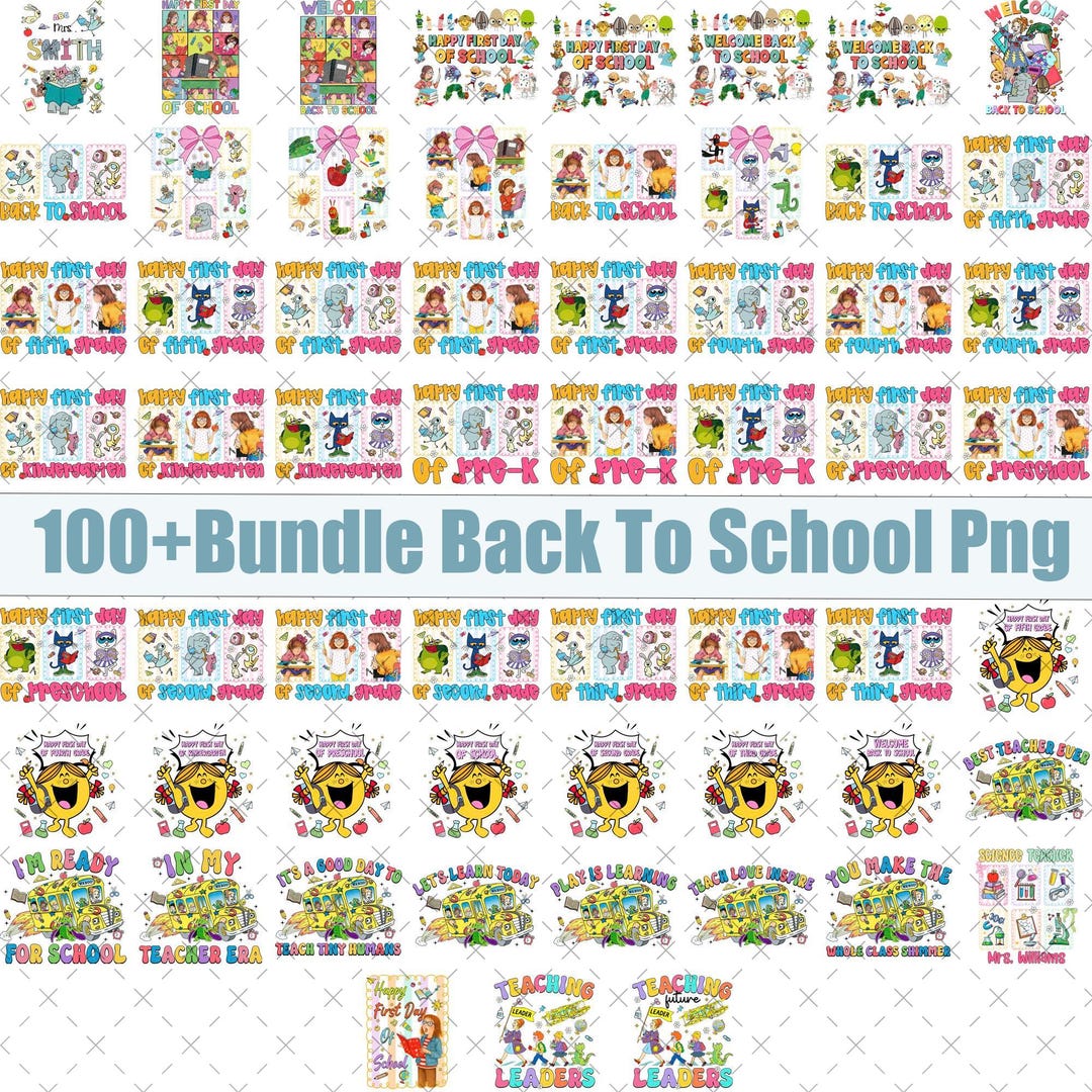 100+ Back to School Bundle Png, First Day of School Png, Preppy School ...
