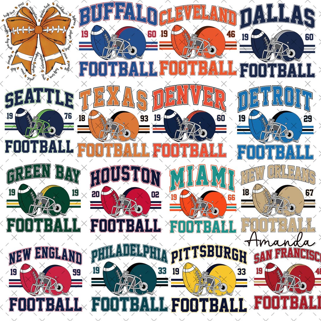 Vintage Football Team Bundle Png, Football Shirt Designs, Football Team ...