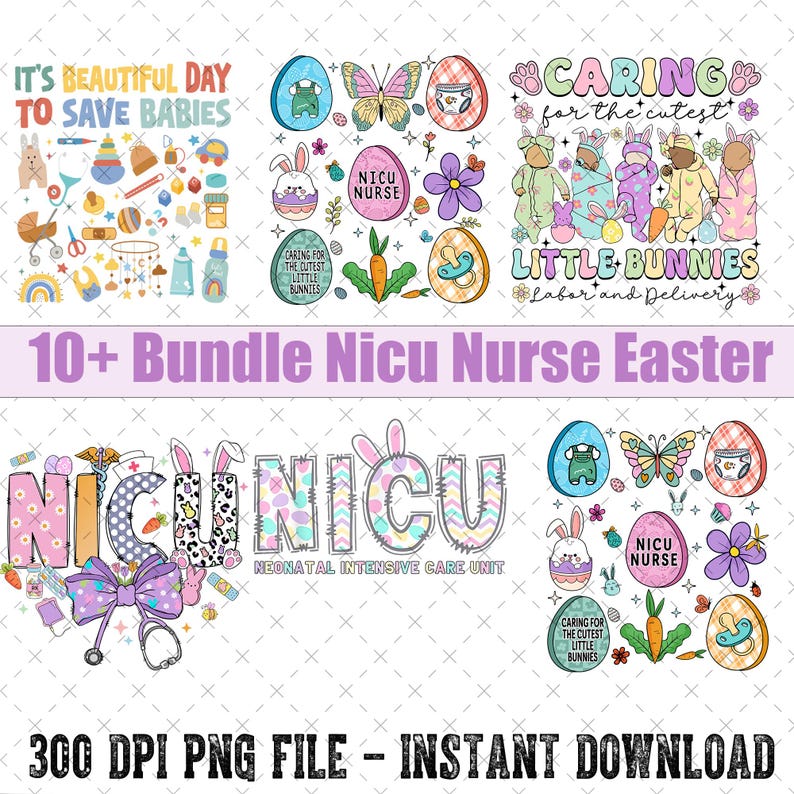 10+ Bundle Nicu Nurse Easter Png,nicu Easter Nurse Coquette Png, Easter ...