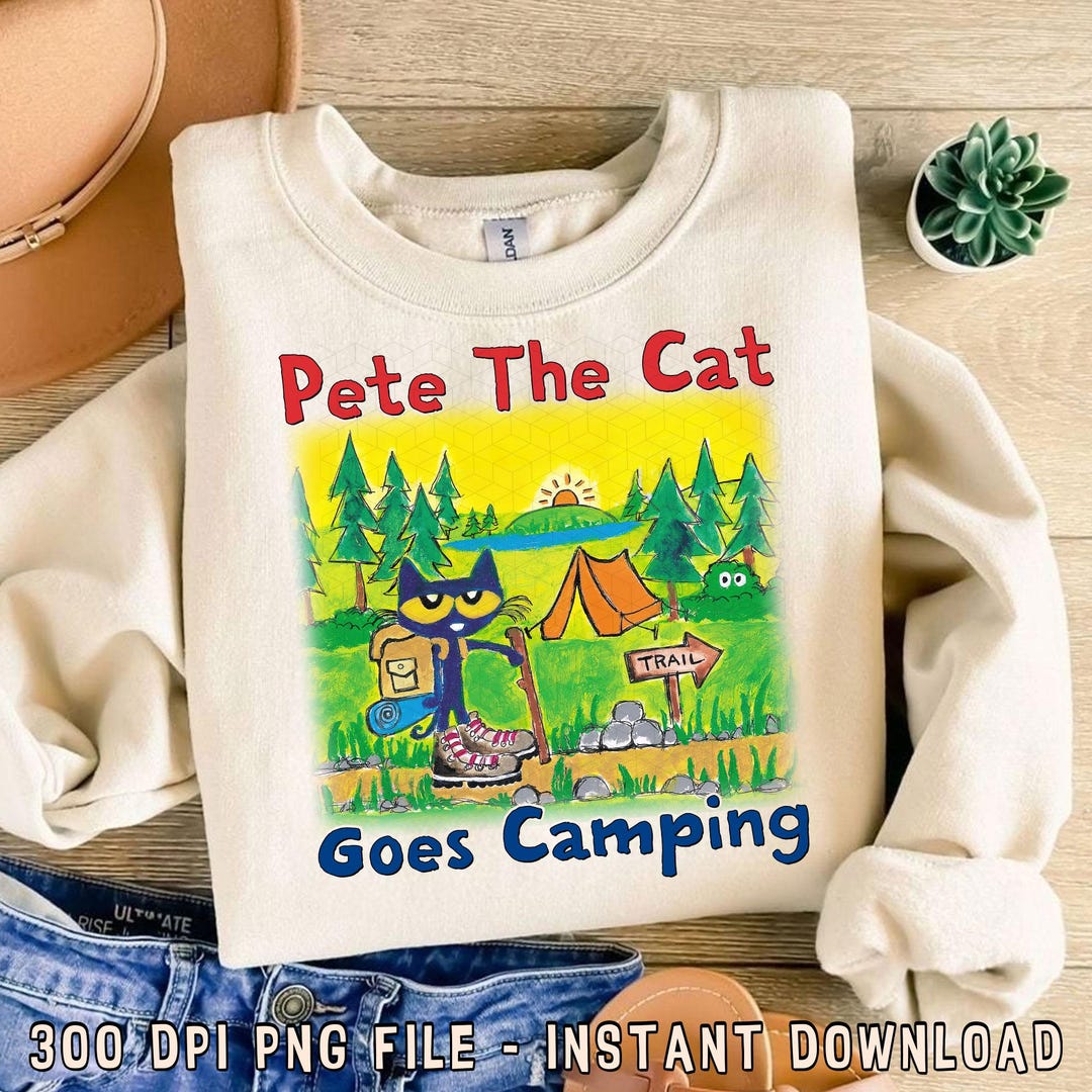 Pete the Cat Goes Camping Summer Png, Pete the Cat Design, Pete the Cat ...