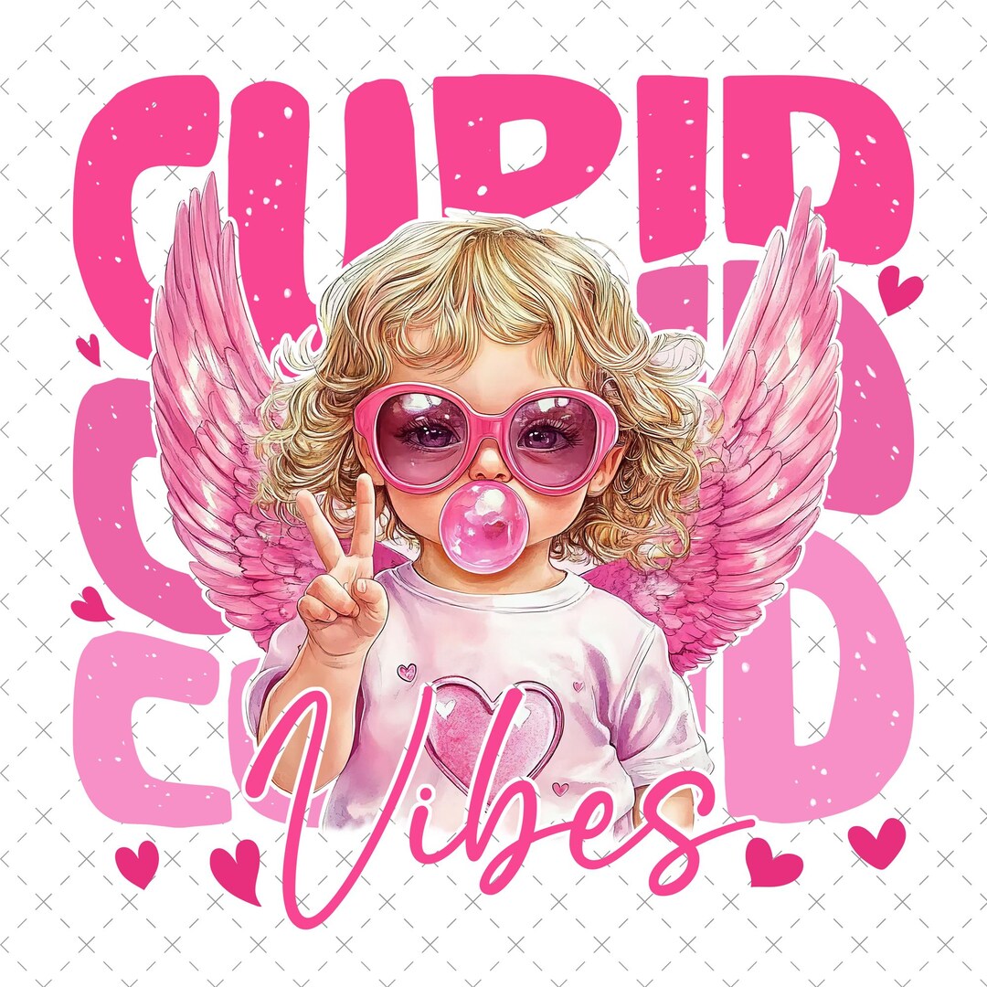 Retro Cupid Valentine Blowing Bubble PNG, Vintage Valentines Day Png ...