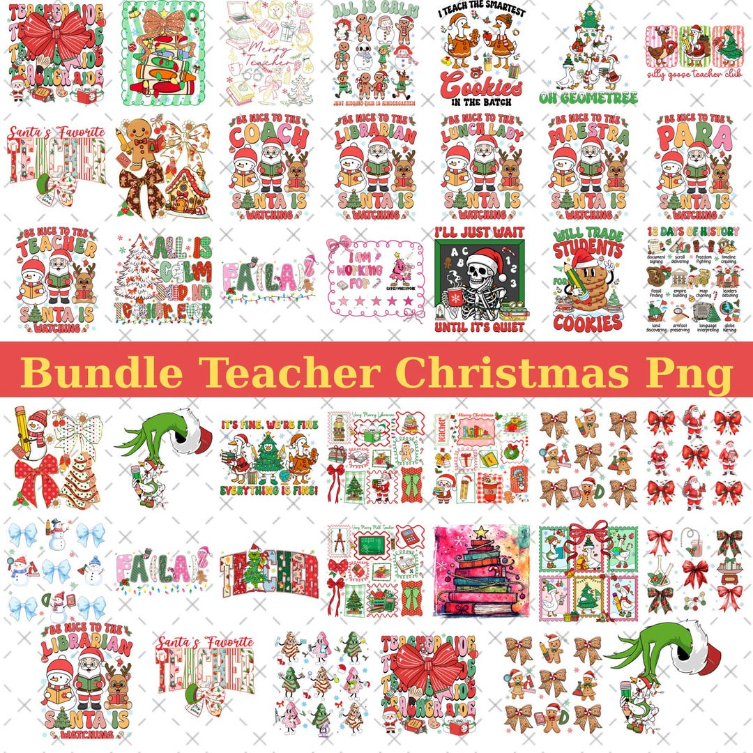 Teacher Christmas Png Bundle, Christmas Pencil Tree Teacher Png ...