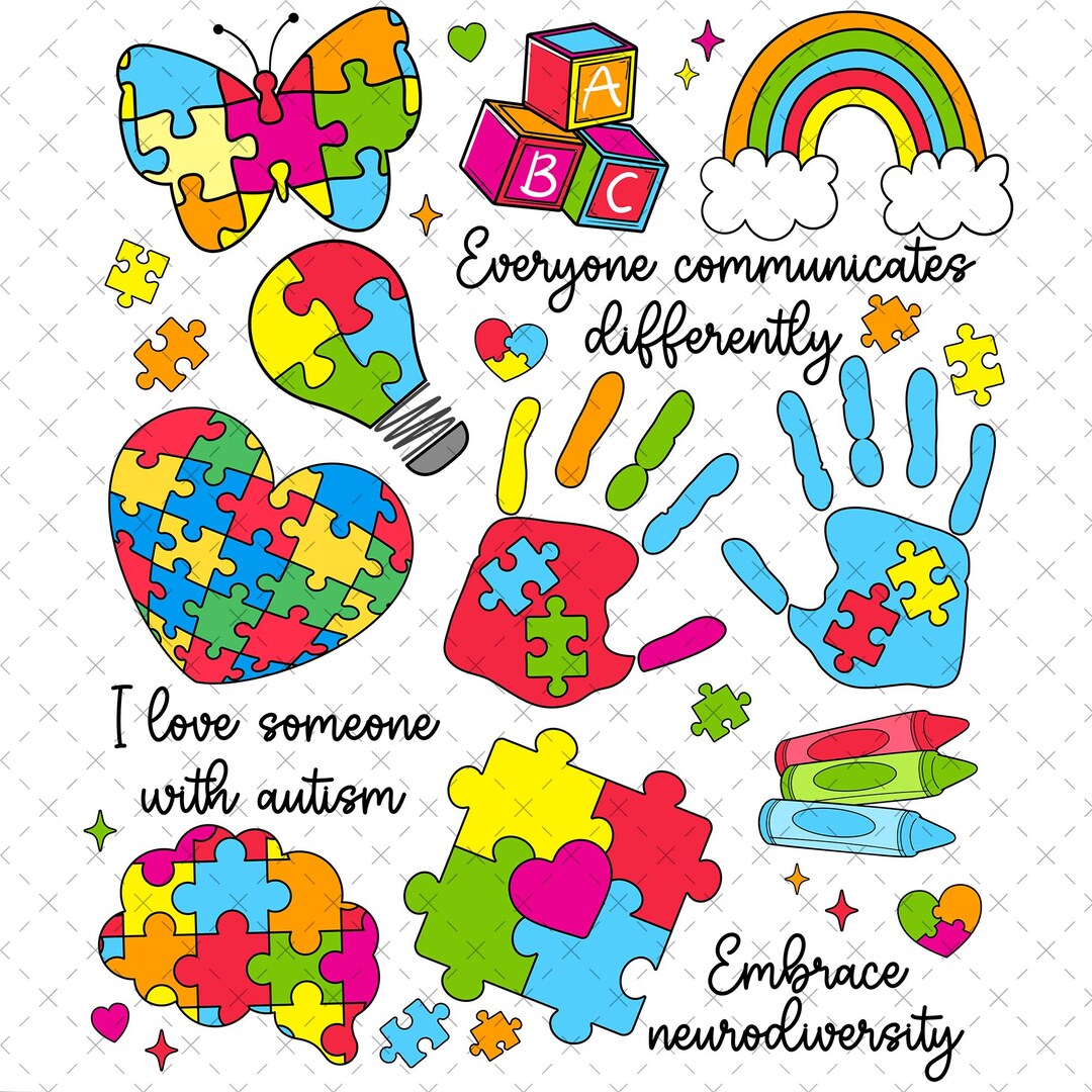Retro Groovy Autism Awareness Png, Everyone Communicates Differently ...