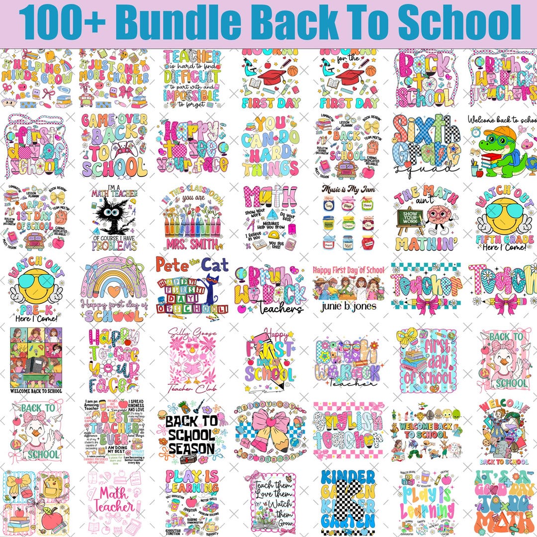 100+ Back to School Bundle PNG, Kindergarten, First Day of School ...