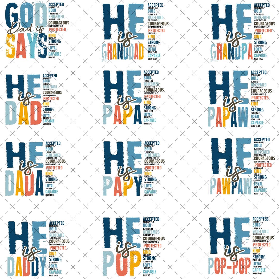 He is Dad/papa/dada Png Bundle, Brave Like David Png, Father’s Day Png ...