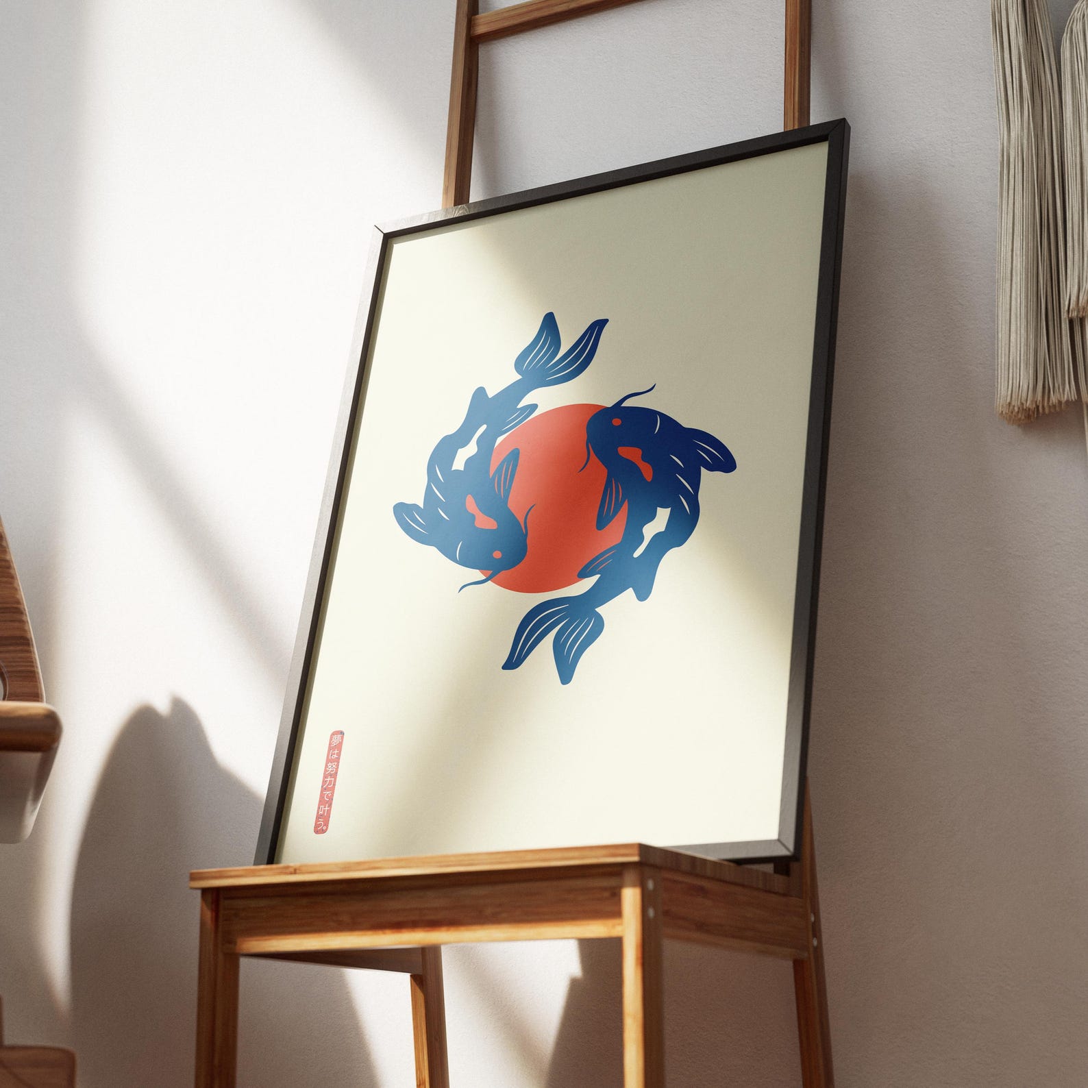 Blue Koi Fish Print, Japanese Wall Art, Urban Japanese Quote, Zen Decor ...