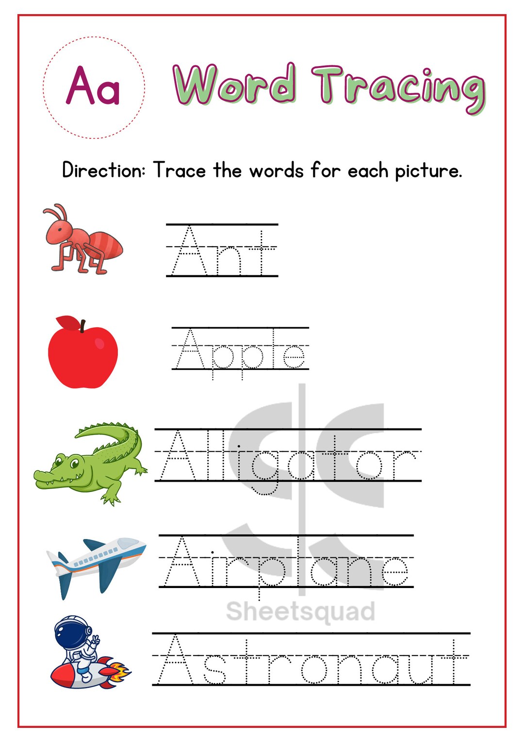 A to Z Alphabet Word Tracing Bundle Digital Printabletracing - Etsy