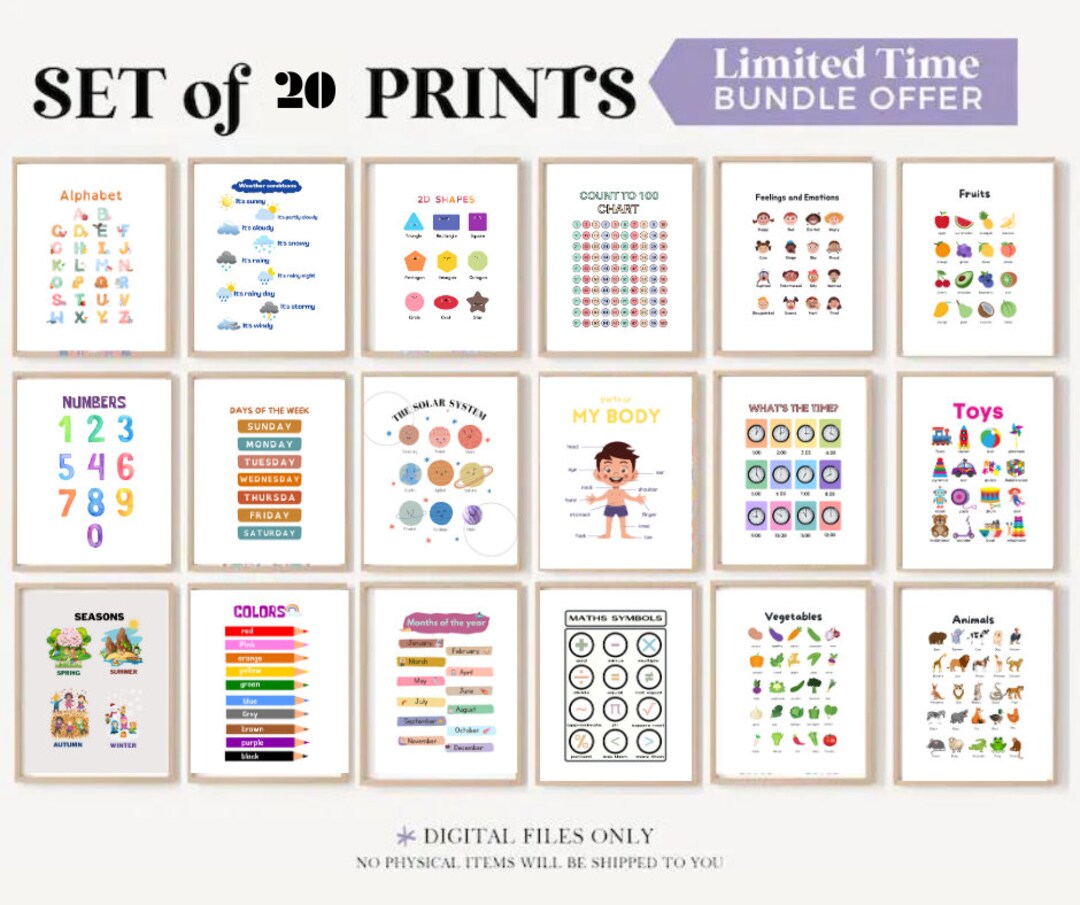 Set of 20 Educational Posters Montessori Classroom Decor - Etsy