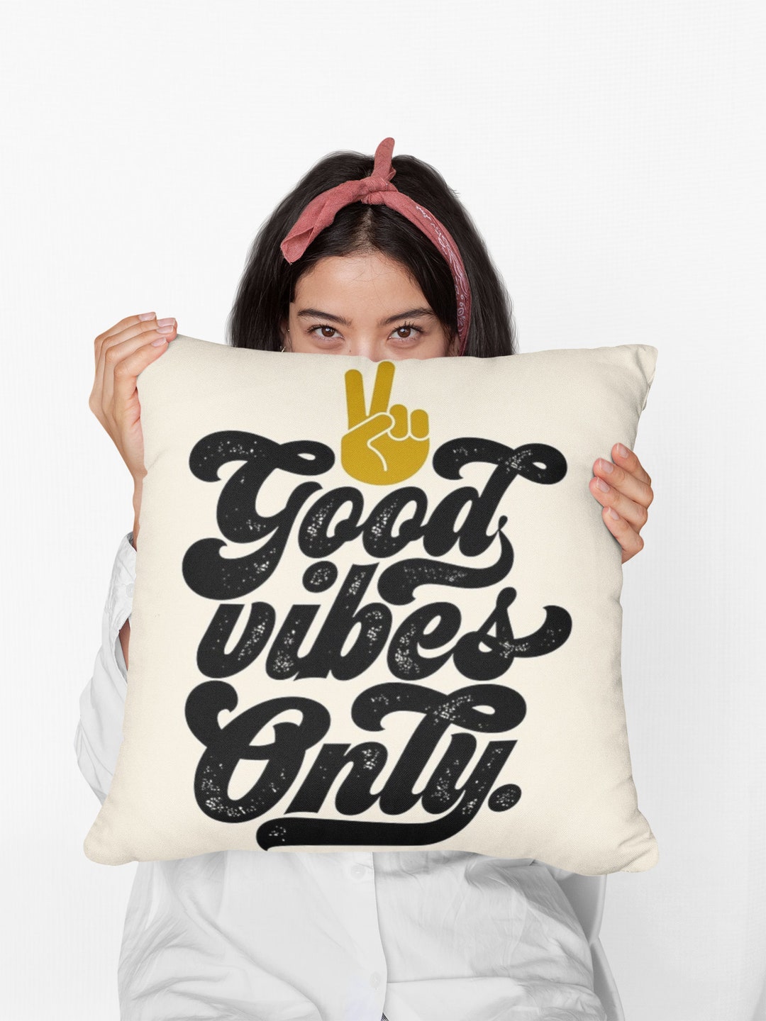 Good Vibes Only Pillow, Personalized Pillow Gift, Throw Photo Pillow ...