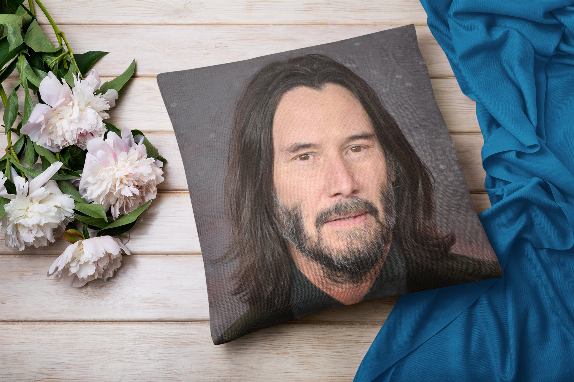 Keanu Reeves Square Pillow Spun Polyester Square Pillow, Custom Throw ...