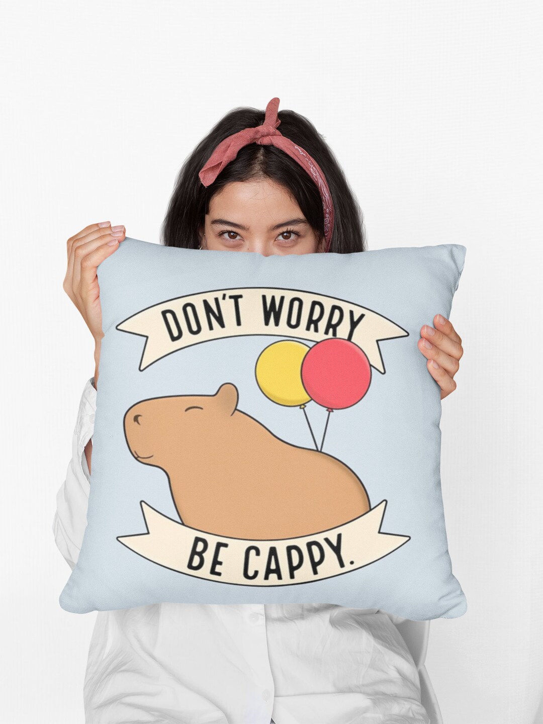 Don't Worry Be Cappy Pillow, Personalized Pillow Gift, Throw Photo ...