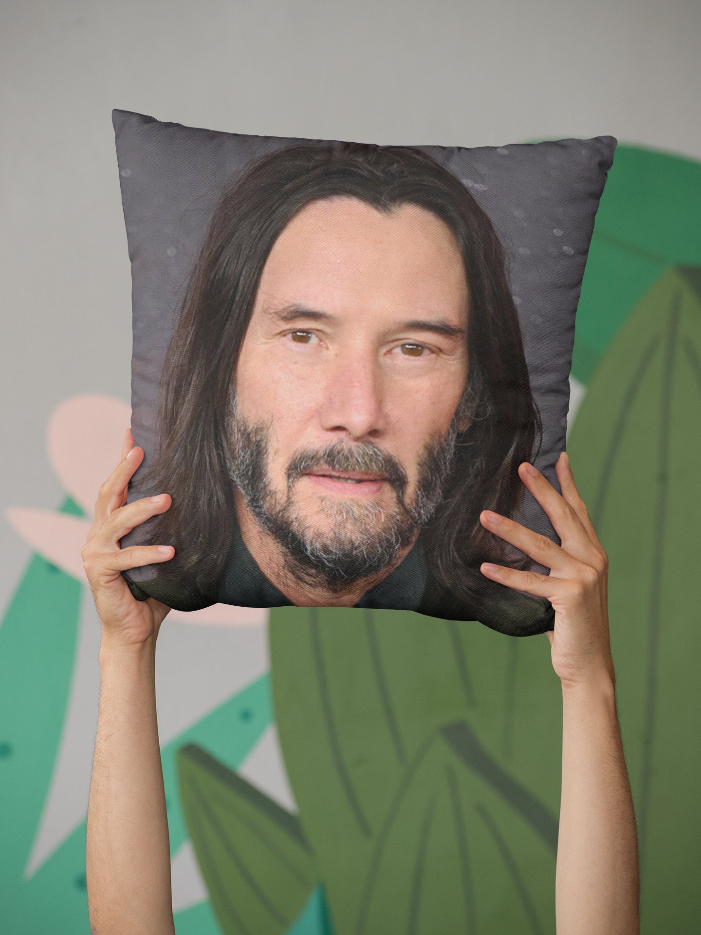 Keanu Reeves Square Pillow Spun Polyester Square Pillow, Custom Throw ...