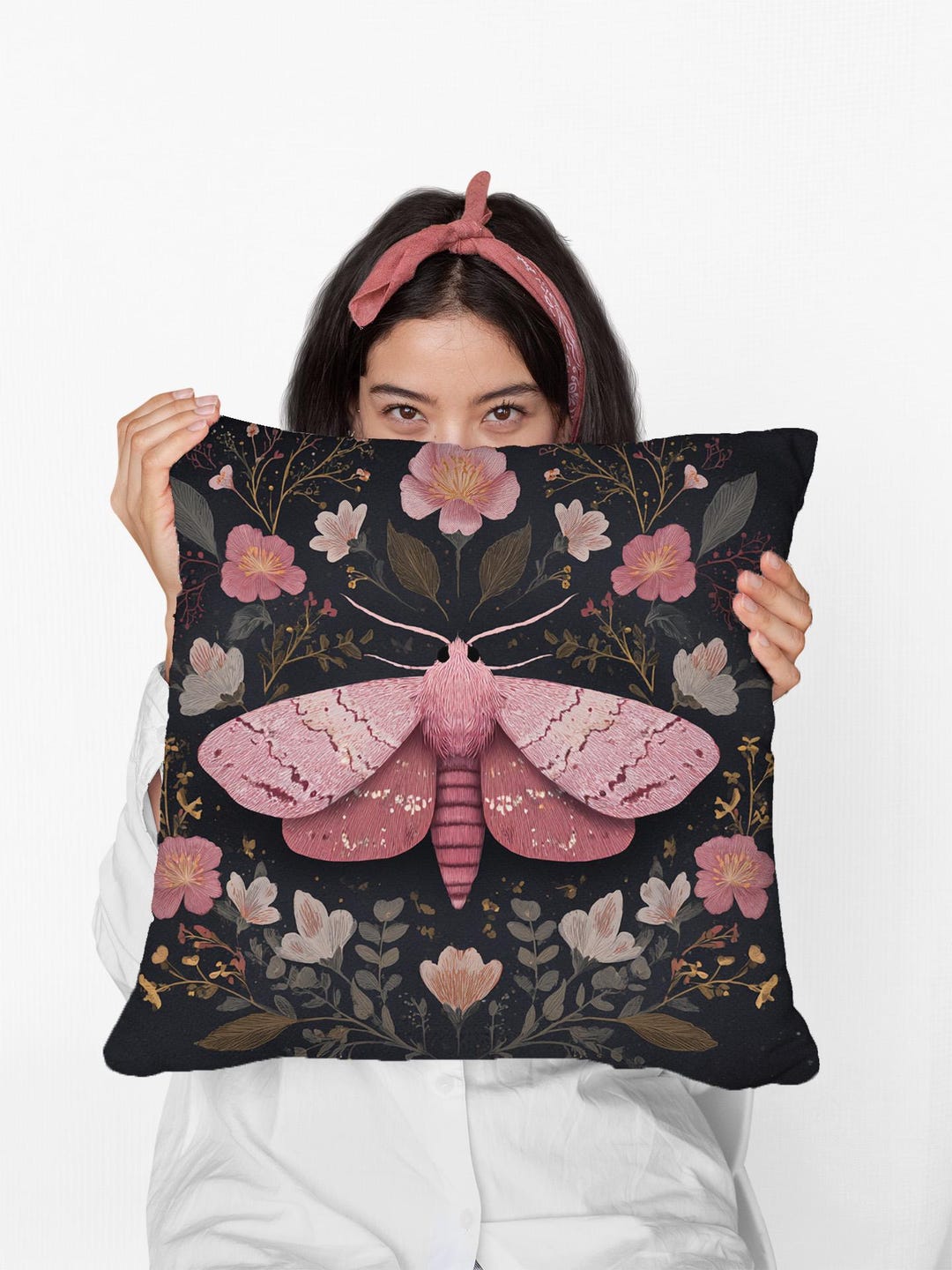 William Morris Inspired Woodland Pink Primrose Moth Spun Polyester ...
