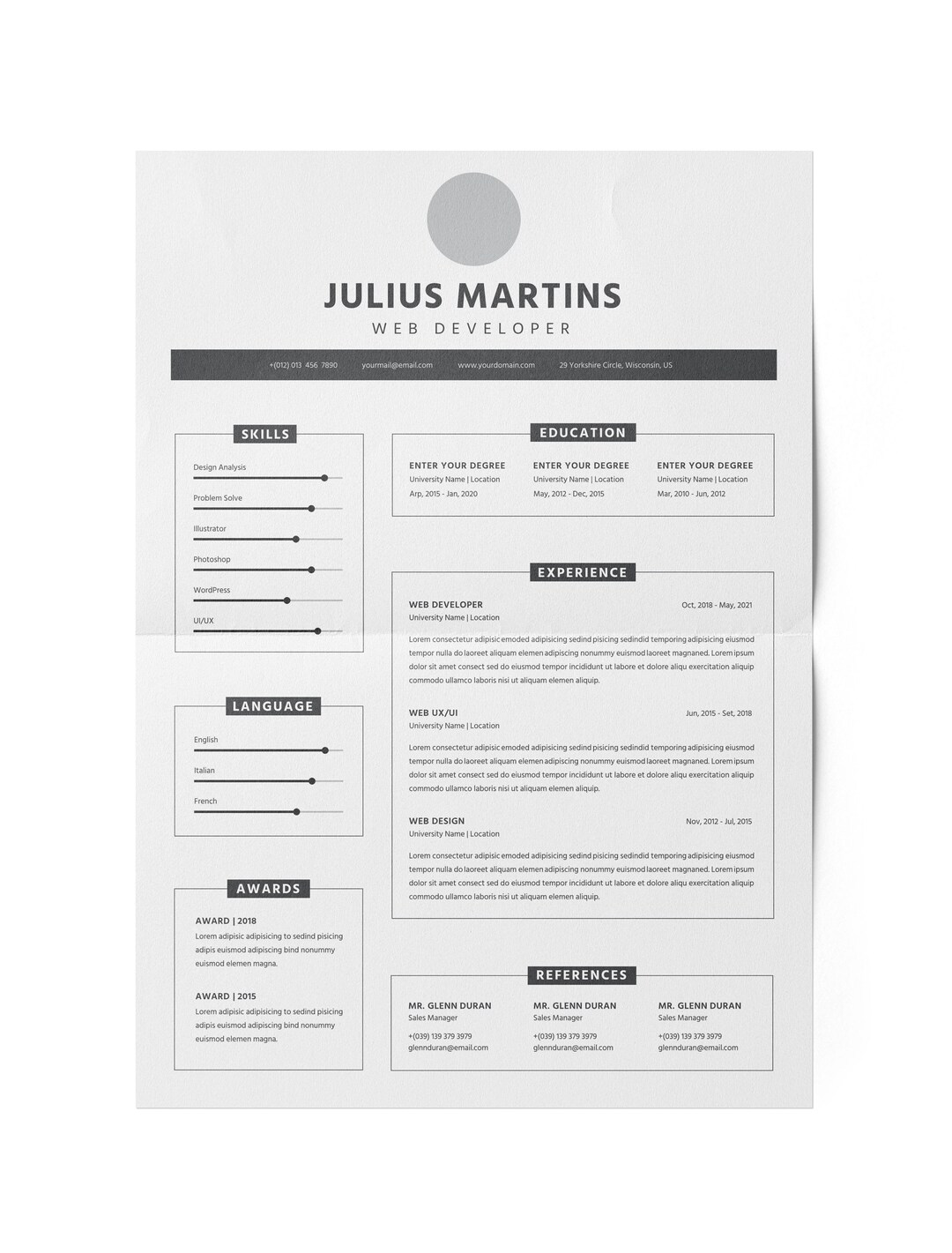 CV 1 Julius - Etsy