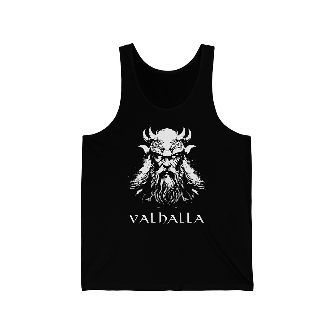 White Outline Viking, Valhalla, Gym Workout, Gym Tank, Strong Viking ...