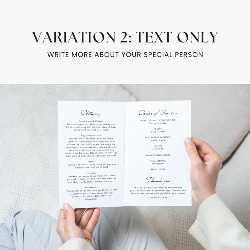 Editable Funeral Program Template Memorial Programs Digital Download ...