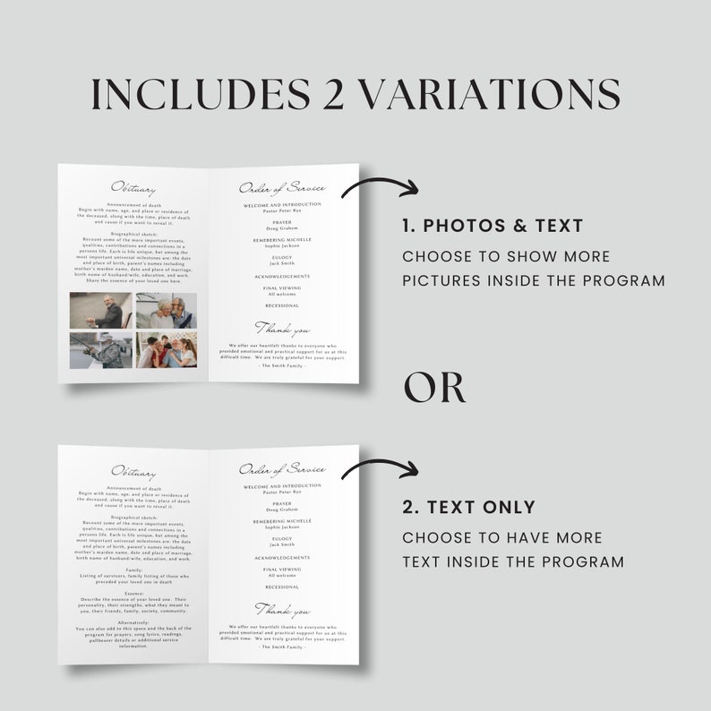 Editable Funeral Program Template Memorial Programs Digital Download ...