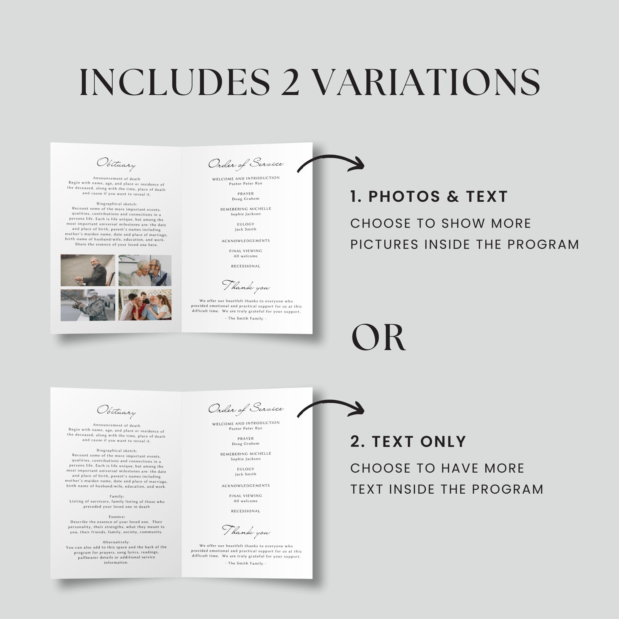 Editable Funeral Program Template Memorial Programs Digital Download ...