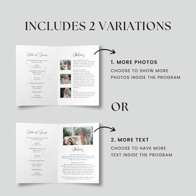 Editable Funeral Program Template Memorial Programs Digital Download ...