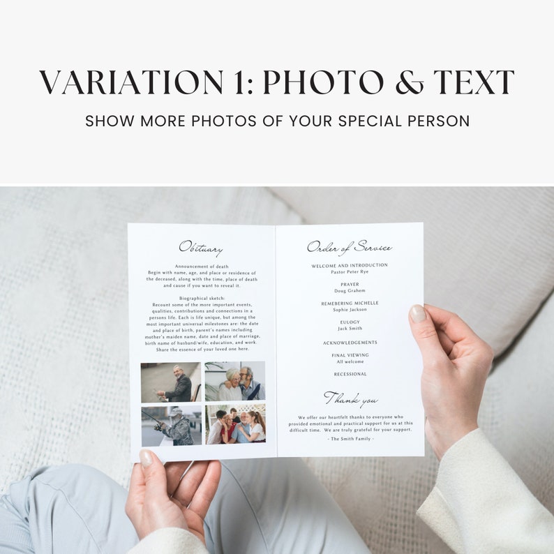 Editable Funeral Program Template Memorial Programs Digital Download ...