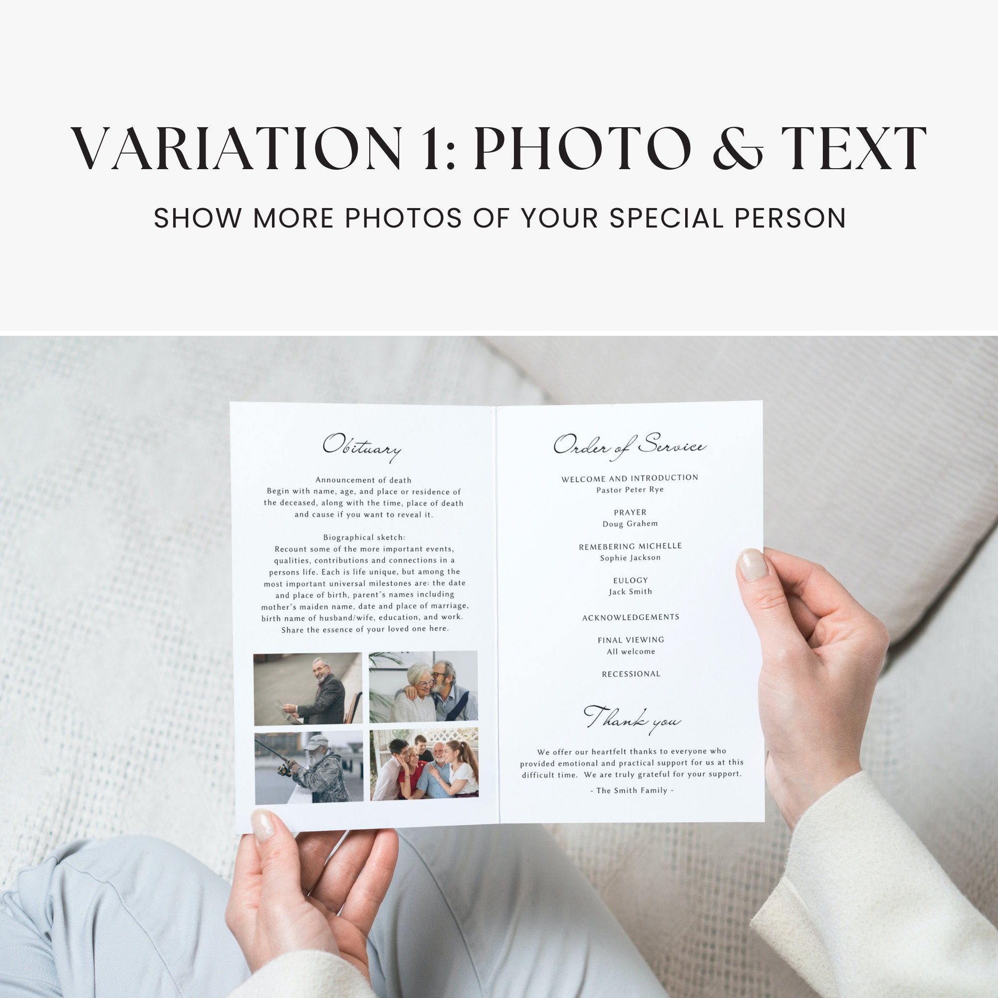 Editable Funeral Program Template Memorial Programs Digital Download ...