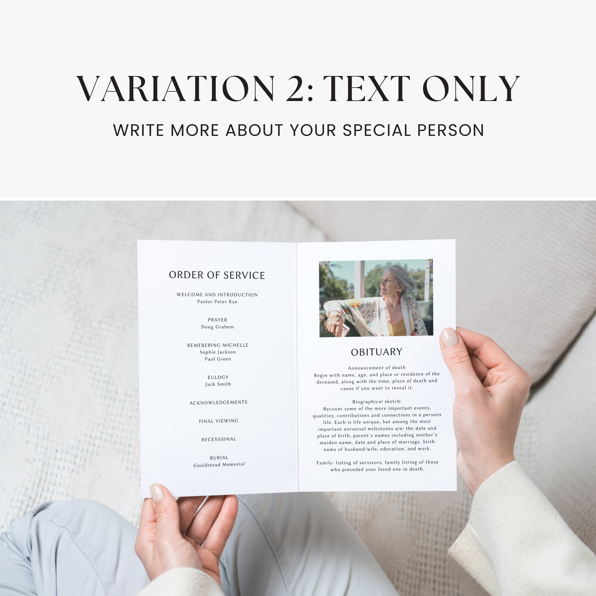 Editable Funeral Program Template Memorial Programs Digital Download ...