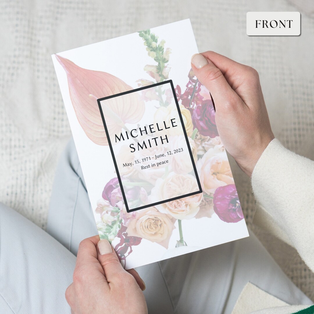 Editable Funeral Program Template Memorial Programs Digital Download ...