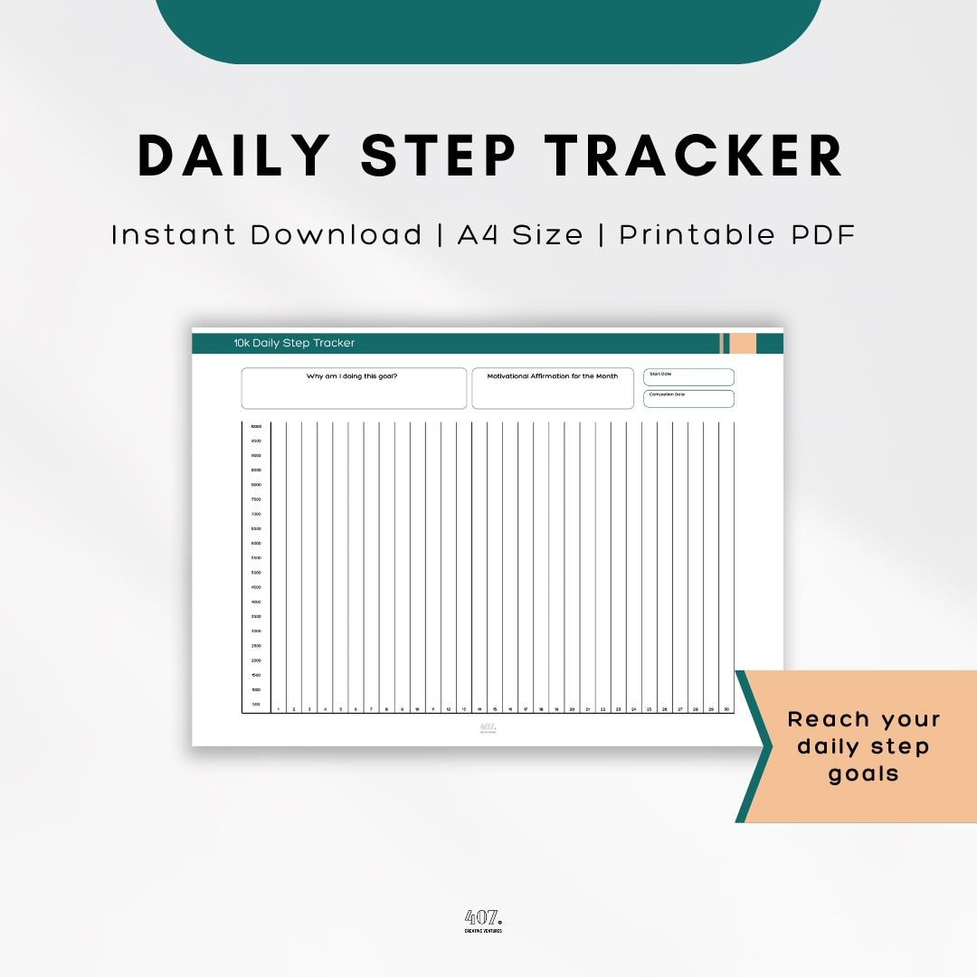 30-day Steps Tracker: Printable Fitness Challenge (reusable PDF ...