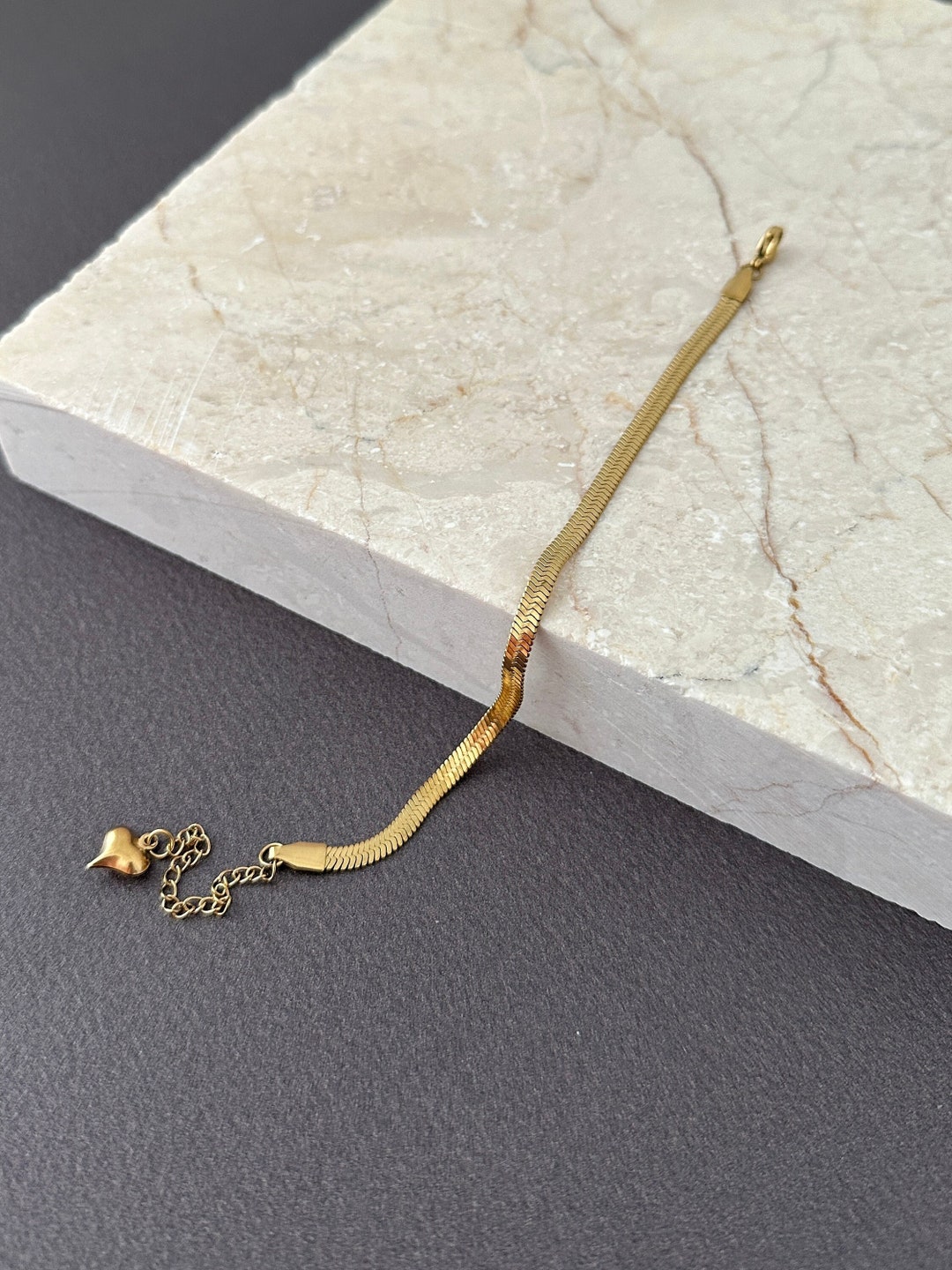 Gold Snake Chain Bracelet, Stainless Steel Bracelet for Women Men ...