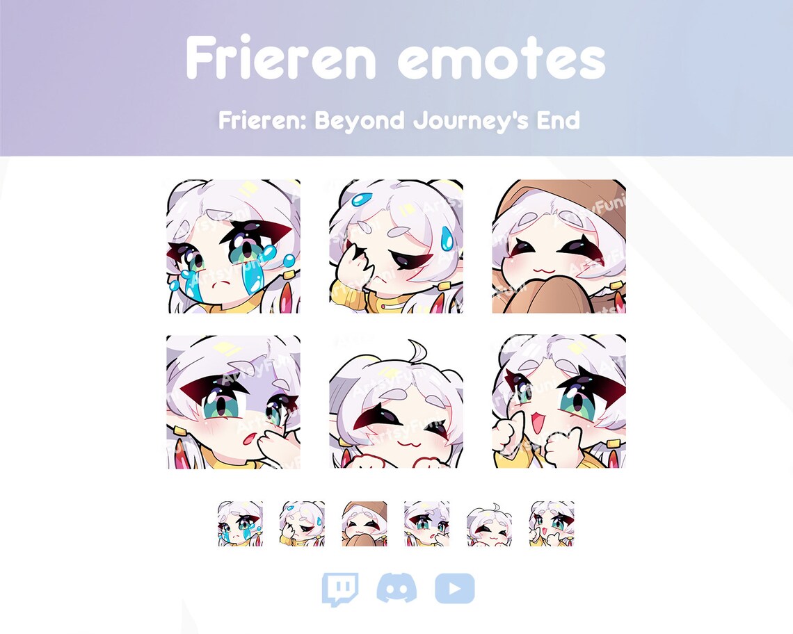 Frieren Emotes | GIF Kawaii, Cute, Anime, Chibi Emotes for Streamers on ...