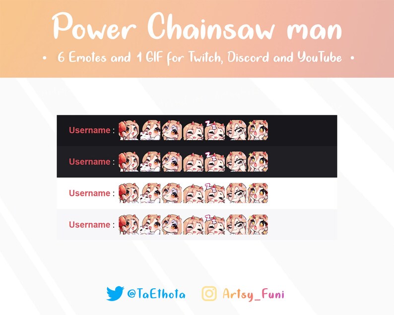 CSM Power and Meowy GIF Kawaii, Cute, Anime, Chibi Emotes for Streamers ...
