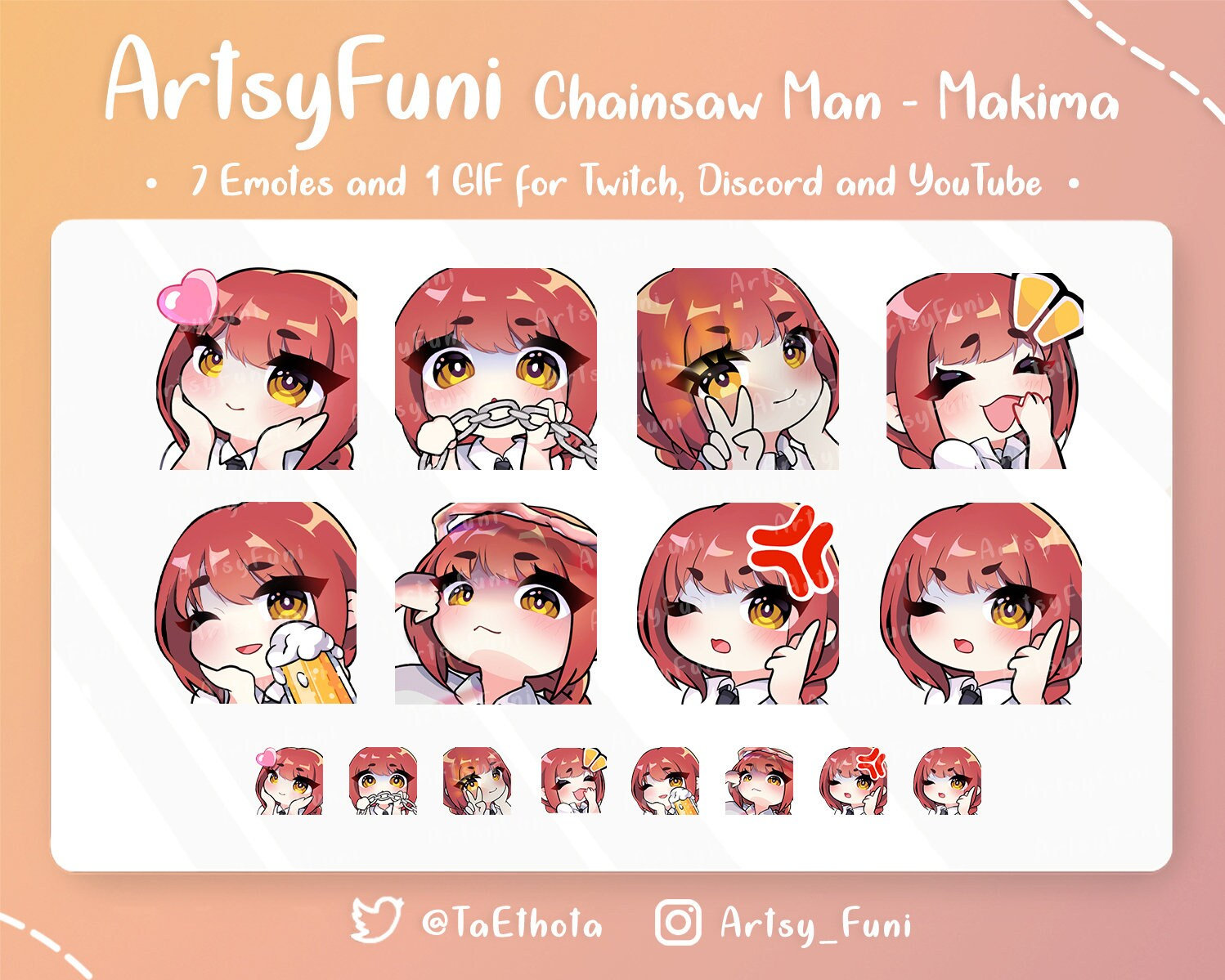 Makima Chibi Emotes, Chainsaw Man, Twitch, Discord, Youtube (digital ...