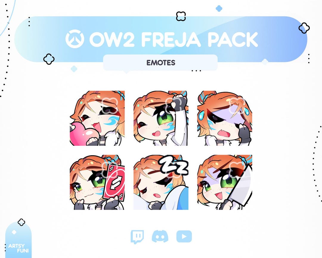 Overwatch 2: Freja 6 Emotes | GIF Kawaii, Cute, OW2, Anime, Chibi ...