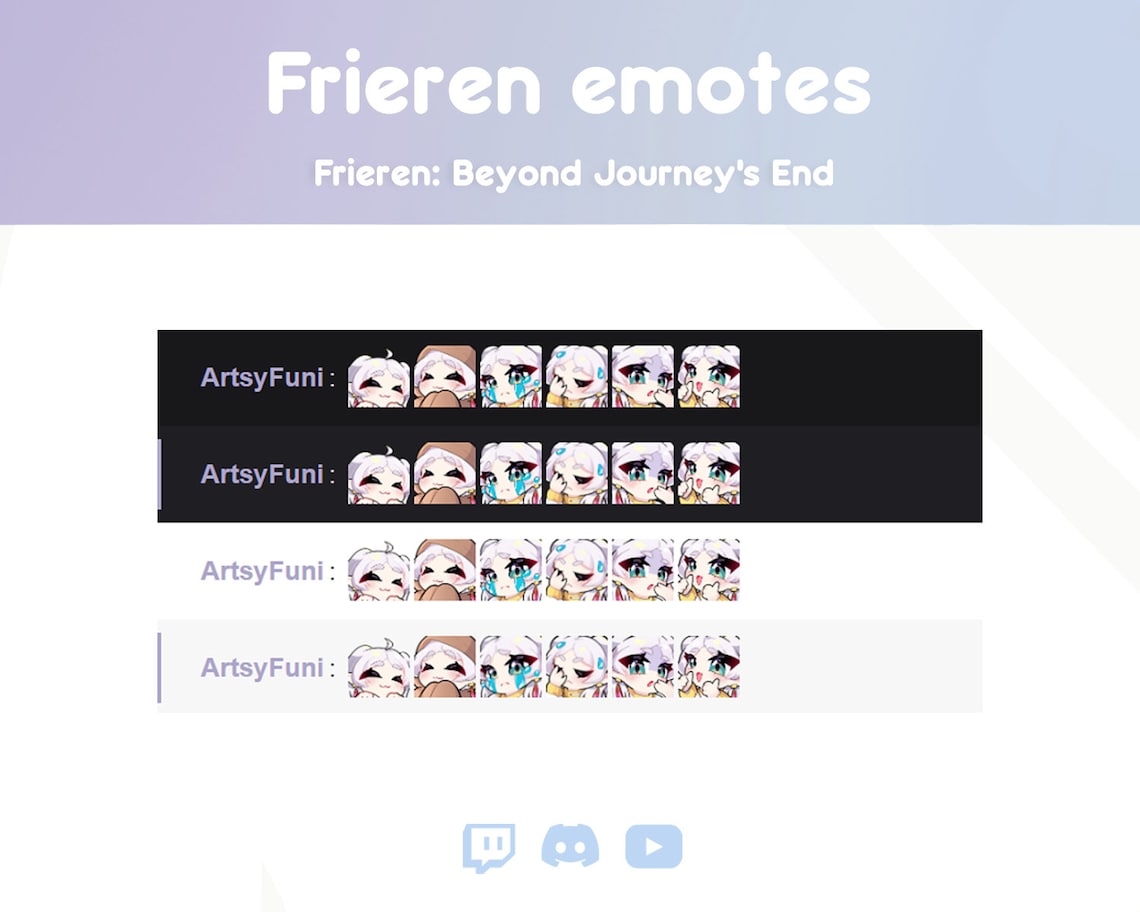 Frieren Emotes | GIF Kawaii, Cute, Anime, Chibi Emotes for Streamers on ...