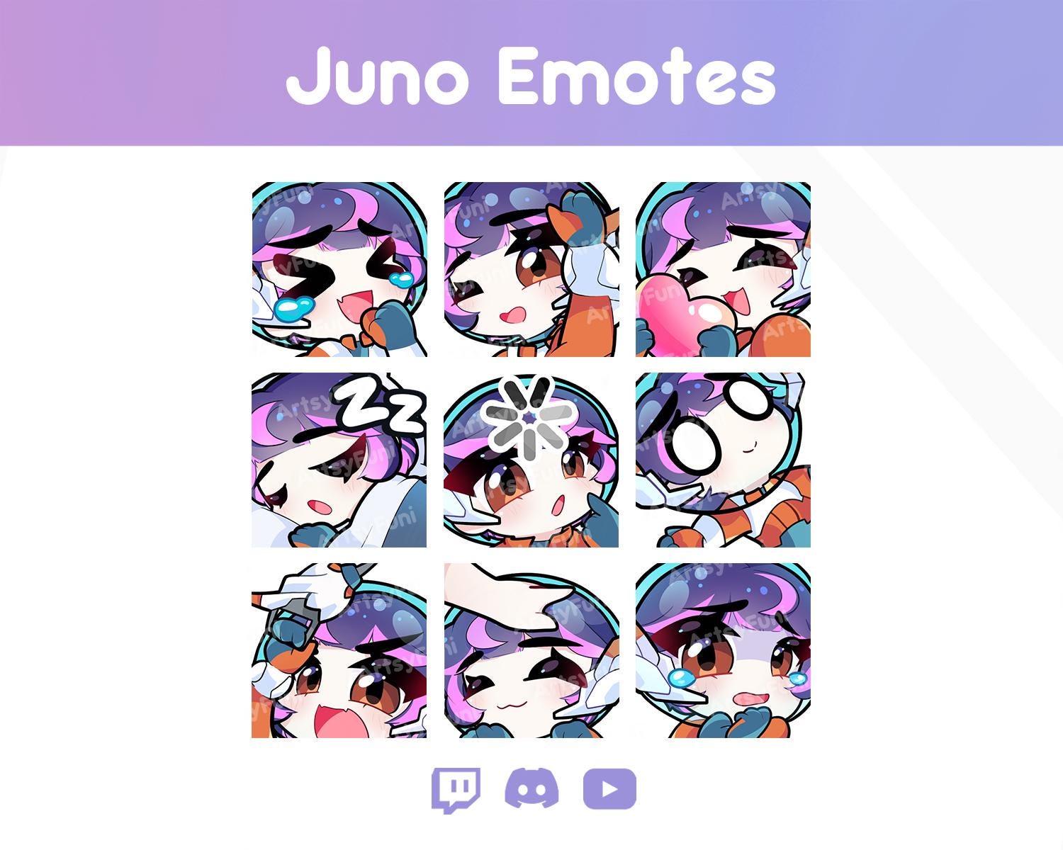 Overwatch 2: Juno 9 Emotes | GIF Kawaii, Cute, OW2, Anime, Chibi Emotes ...