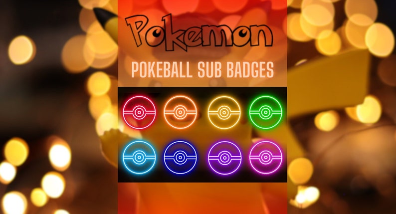 Pokemon Sub Badges for Streamers, 8 Different Color Pokeball Badges in ...