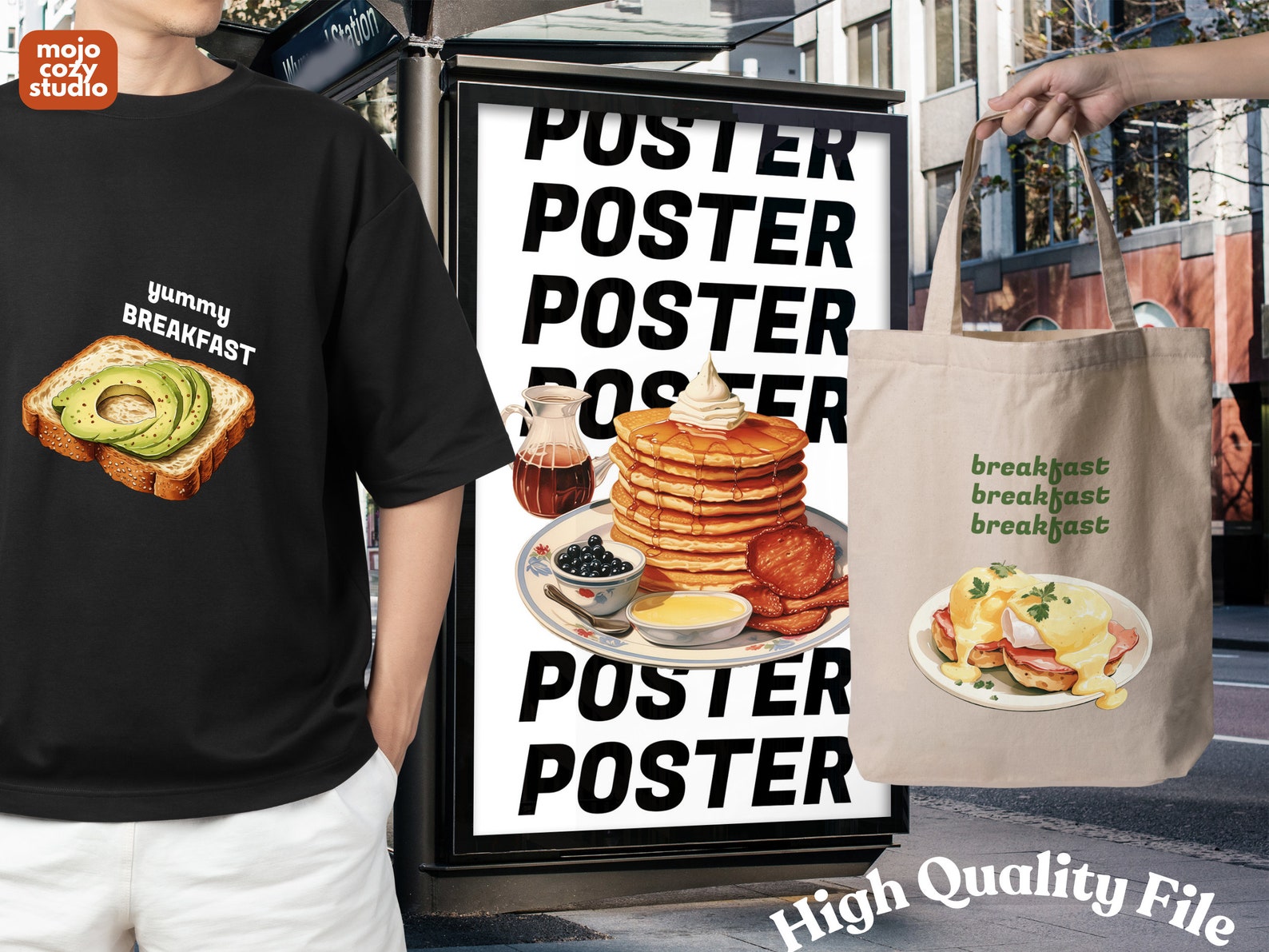 Breakfast Set Clipart Bundle: PNG Clipart Pancake Clipart Bacon Egg ...