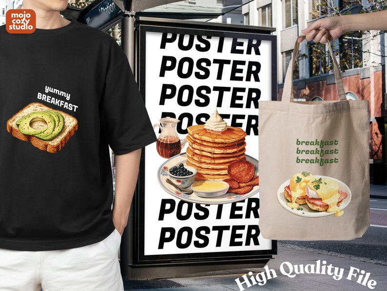 Breakfast Set Clipart Bundle: PNG Clipart Pancake Clipart Bacon Egg ...