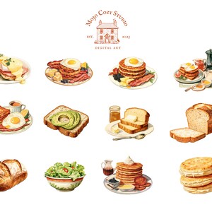Breakfast Set Clipart Bundle: PNG Clipart Pancake Clipart Bacon Egg ...