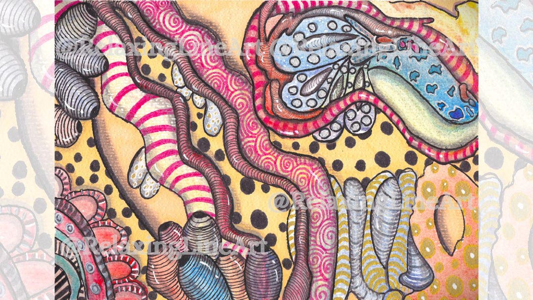 Mystic Coral World | Underwater Watercolor Zentangle Art Print | Ocean ...