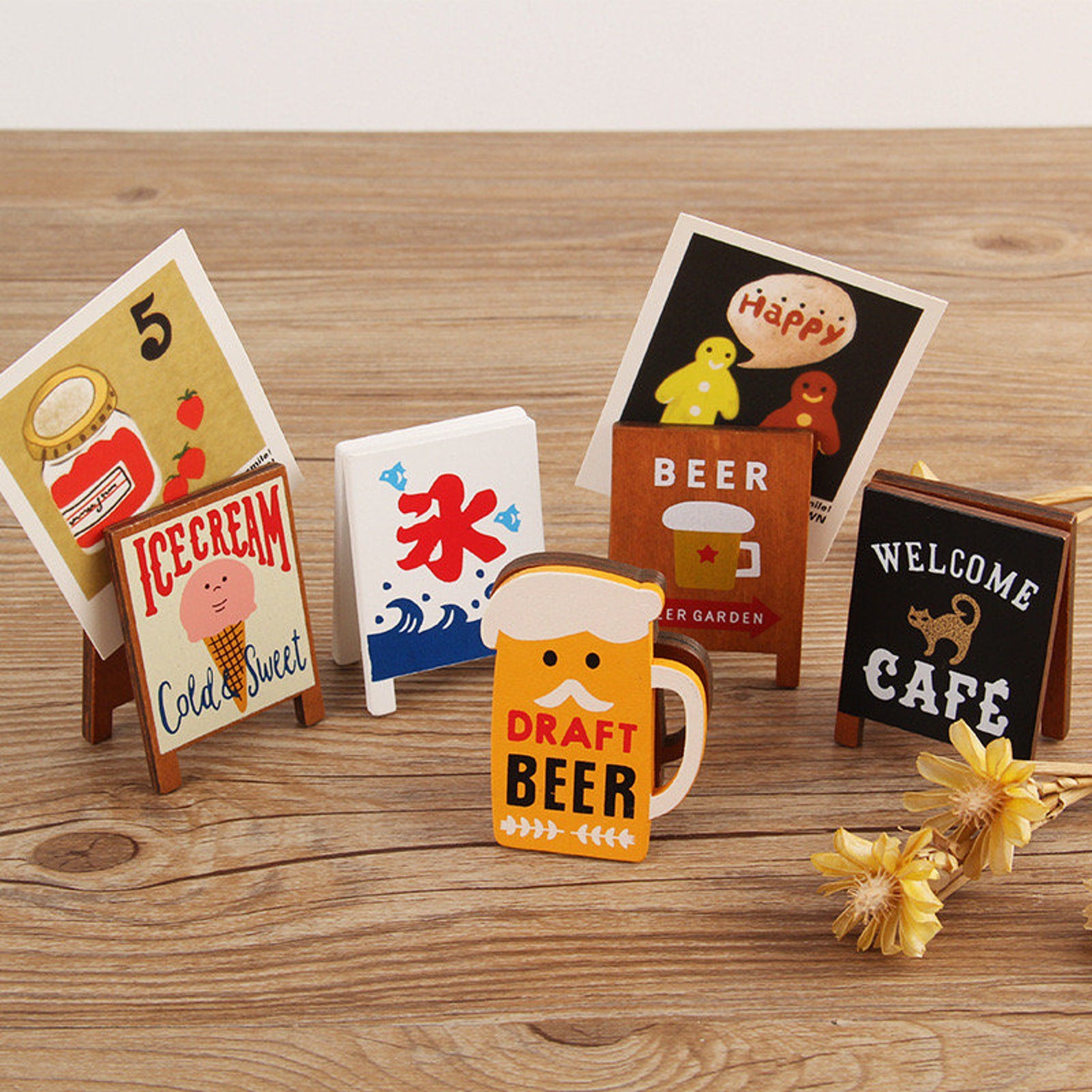 Cute Wood Postcard Stand Clips Paper Clip for Cards Message Cards ...