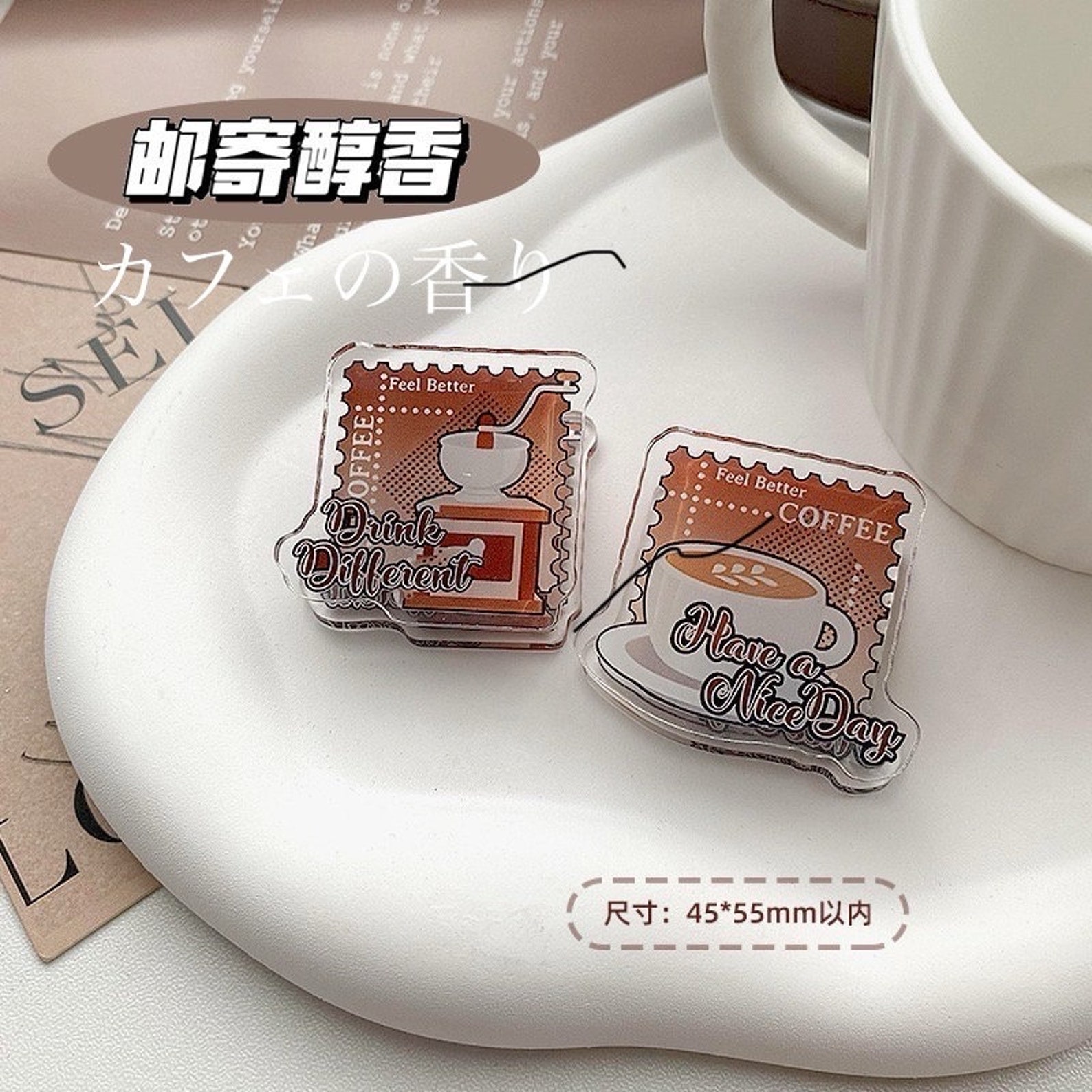 Coffee Time Acrylic Clips Diary Scrapbook Paper Clip for Stationery ...