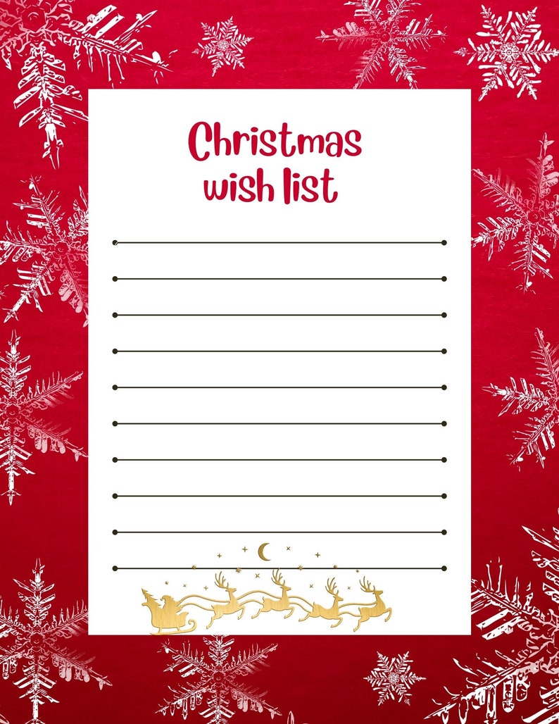 Christmas Wishlist, Seasonal Wish List, Winter Wishlist Planner, Xmas ...