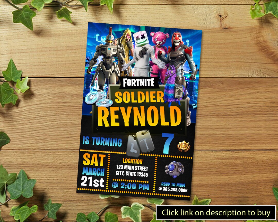 Fortnites Birthday Invitation Fortnight Invitation Video - Etsy