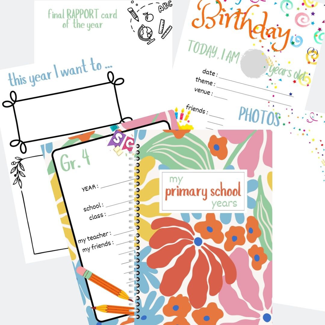 Printable PRIMARY SCHOOL Years ALBUM Gr. Rr Gr. 7 Photobook Memory Book ...