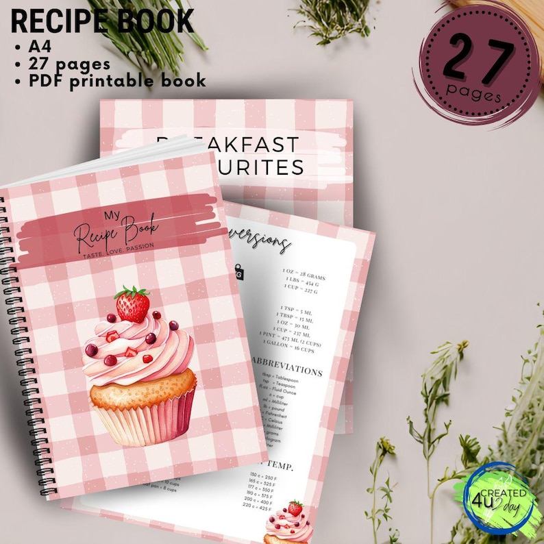 RECIPE BOOK, Printable A4 PDF, Recipe Notebook, Organized Recipes ...