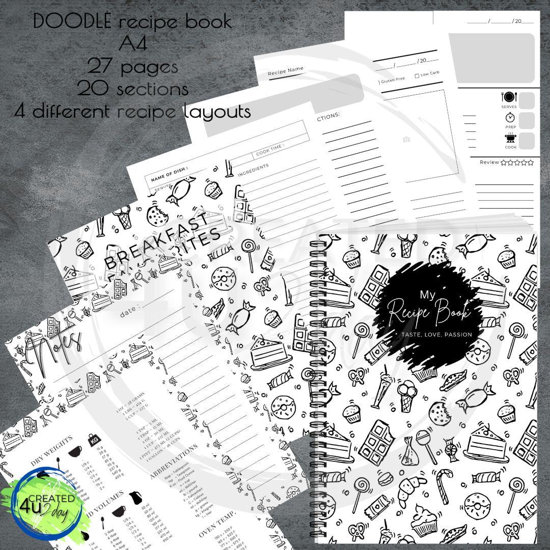 RECIPE BOOK, Printable A4 PDF, Recipe Notebook, Organized Recipes ...