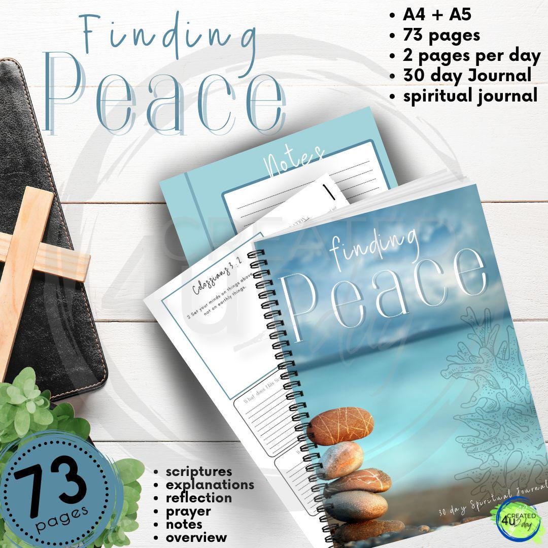Finding Peace Journal, A4 + A5 Printable Pdf, 30 Day Woman's Journal ...